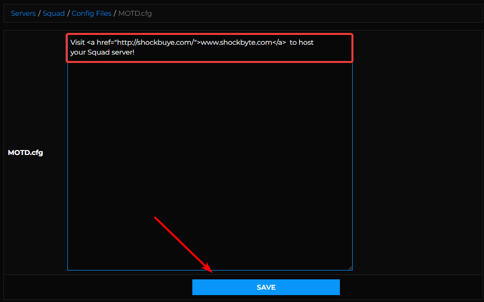 How to Set a Server Name and MOTD on your Squad Server - Knowledgebase - Shockbyte