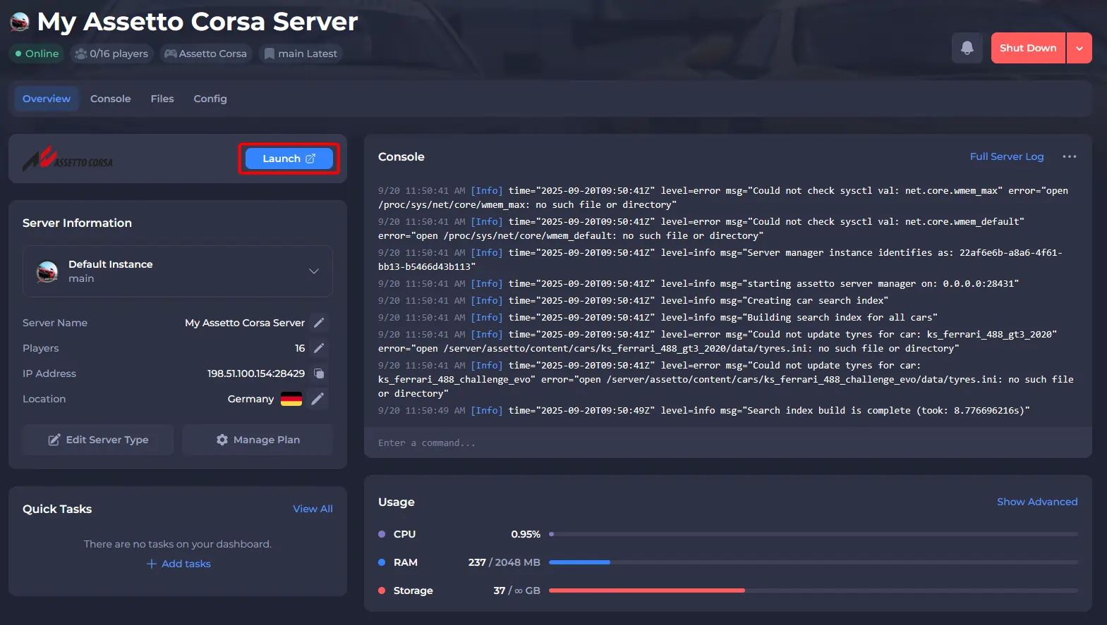 How to Access your Assetto Corsa Web Panel | Shockbyte