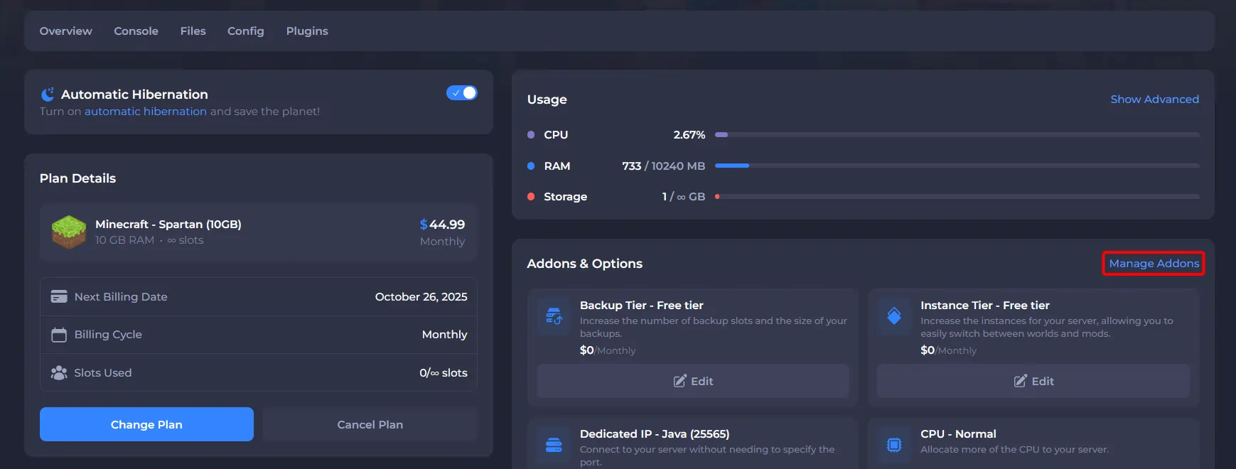 How to Order the Server Management Addon | Shockbyte