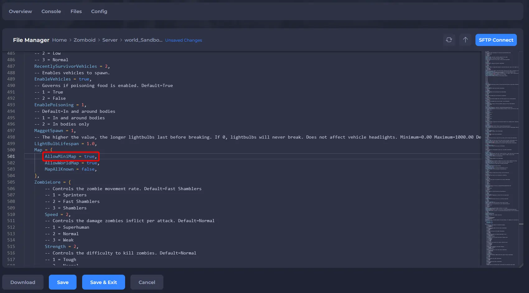 Enabling the Minimap on Your Project Zomboid Server | Shockbyte