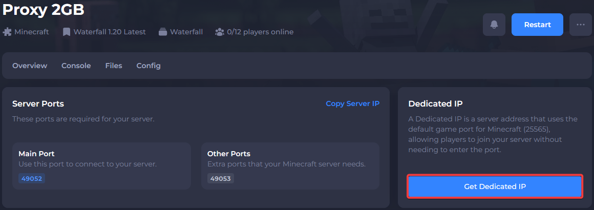 How to Purchase a Dedicated IP (Default Port) - Shockbyte