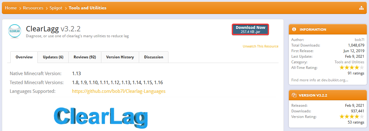 How to Install and Configure ClearLag on a Minecraft Server - Shockbyte